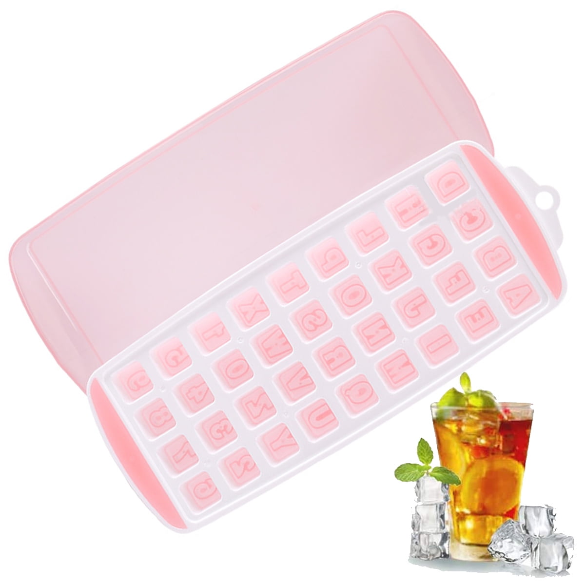2 Pack Easy-Release Mini Ice Trays for Freezer with Lid,Stackable Ice ...