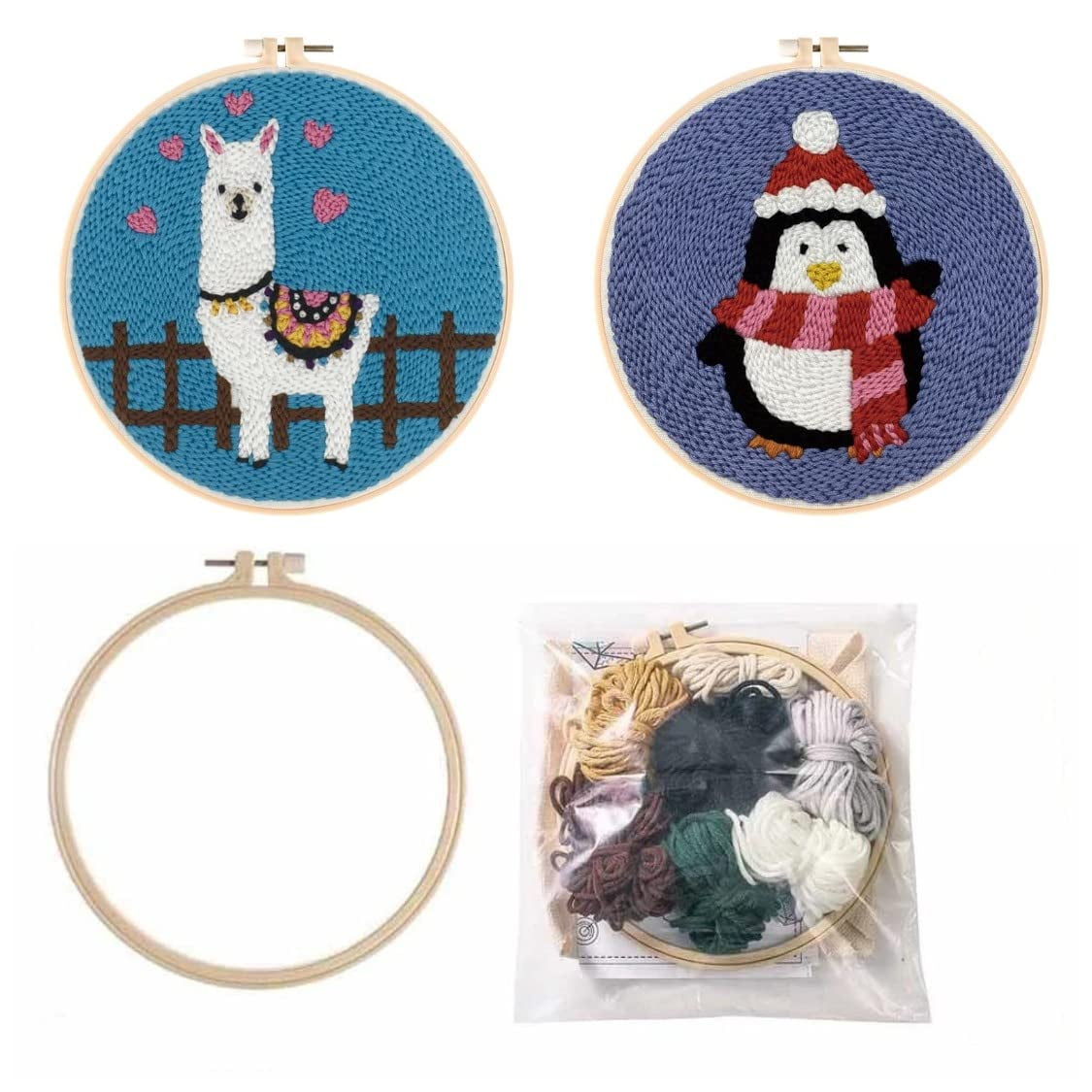 2 Pack Easy Smaller Size DIY Craft Punch Needle Embroidery Kits Rug for ...