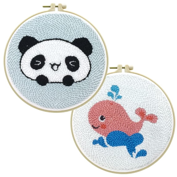 2 Pack Easy Smaller Size DIY Craft Punch Needle Embroidery Kits Rug for ...