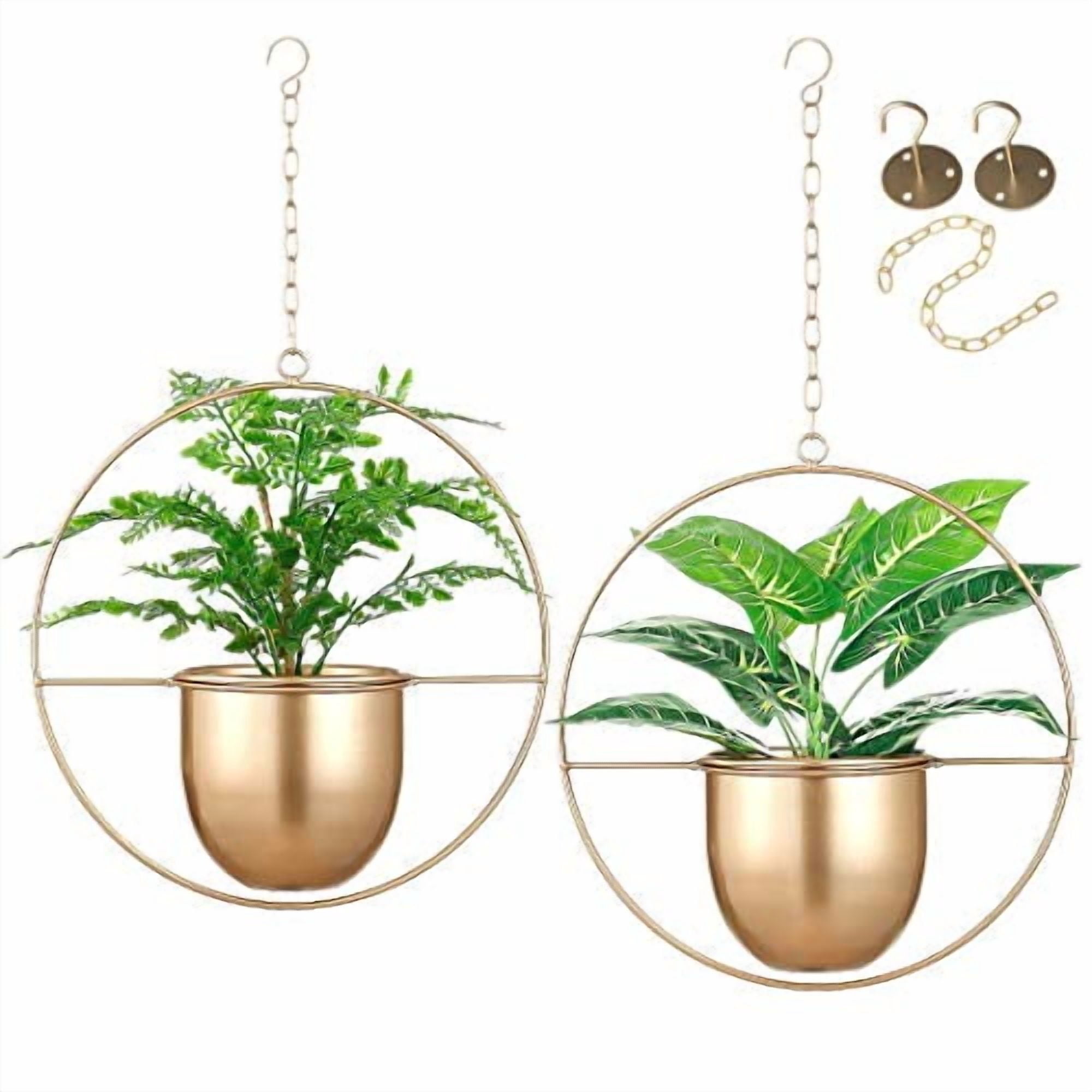 2 Pack Eco Joy Boho Metal Hanging Planters with 6" Pot (Detachable ...
