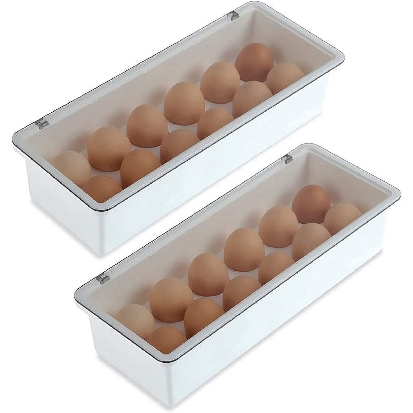 2 Pack Egg Holder for Refrigerator, 12 Grid Plastic Egg Storage ...