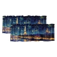 2 Pack Eiffel Tower Valance for Window Starry Night City River ...