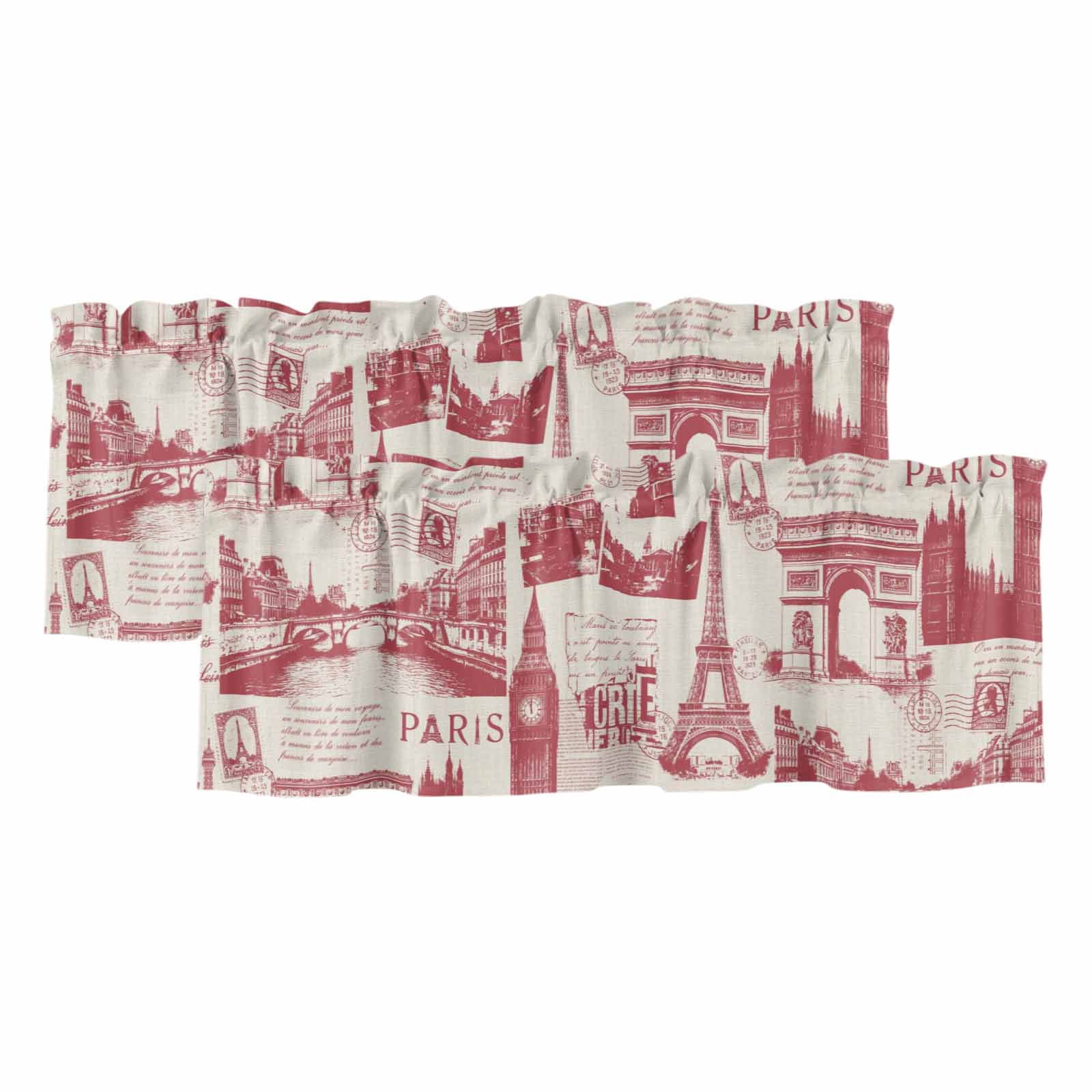 2 Pack Eiffel Tower Valances for Windows Bedroom Living Room Window ...