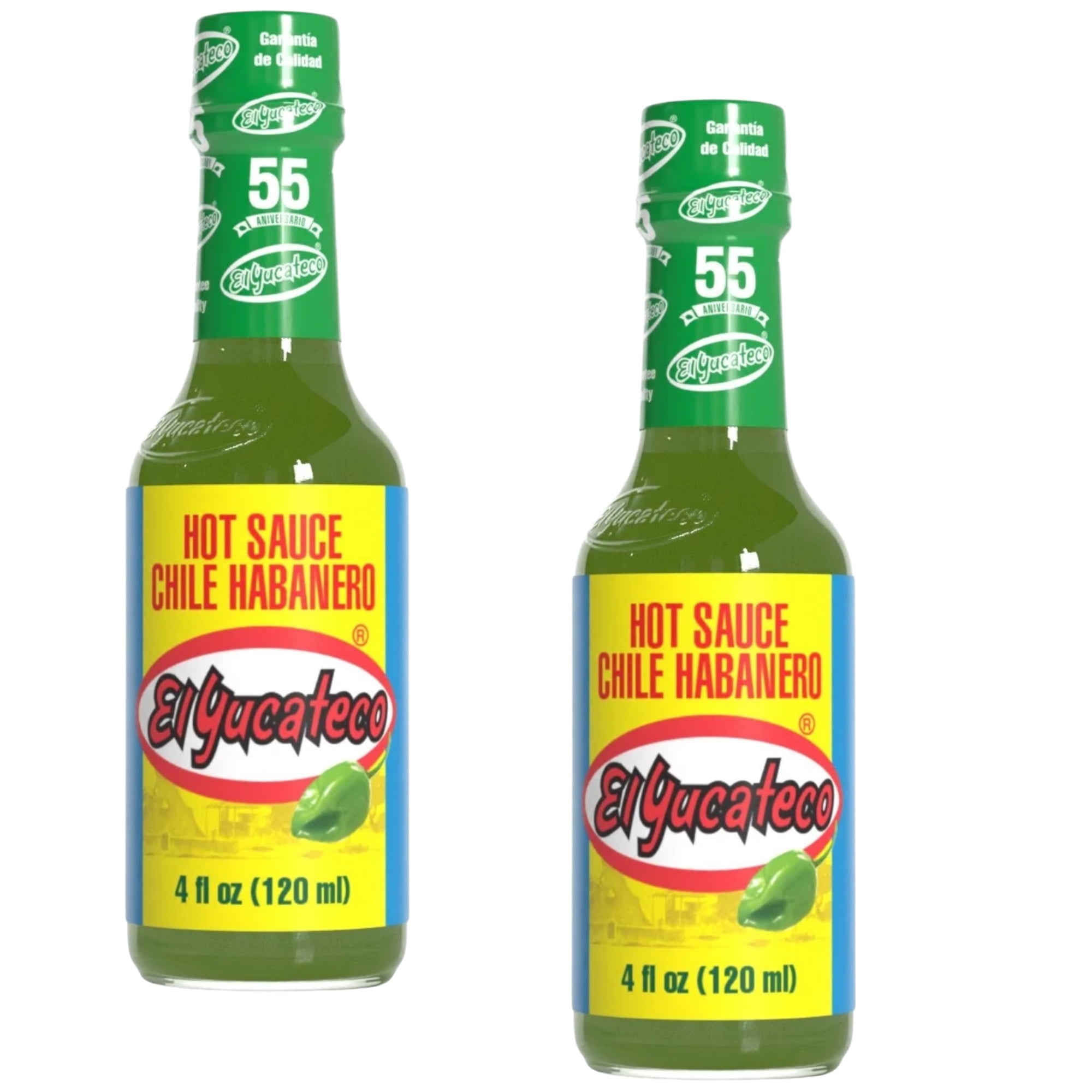 ( 2 Pack ) El Yucateco Green Habanero Hot Sauce, 4 fl oz - Walmart.com