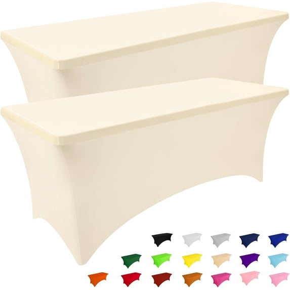 2 Pack Elastic Fitted Spandex Tablecloths 24x48, Stretch Wrinkle-Free ...
