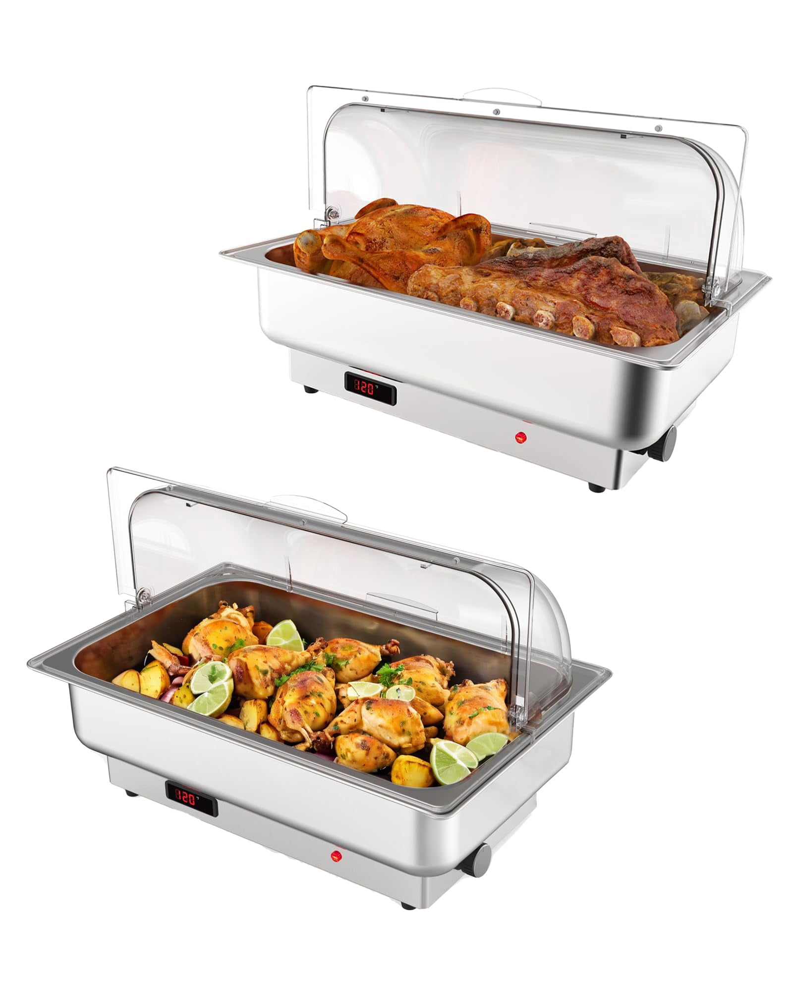 2 Pack Electric Chafing Dish Buffet Set 9QT Adjustable Temp Roll Top ...