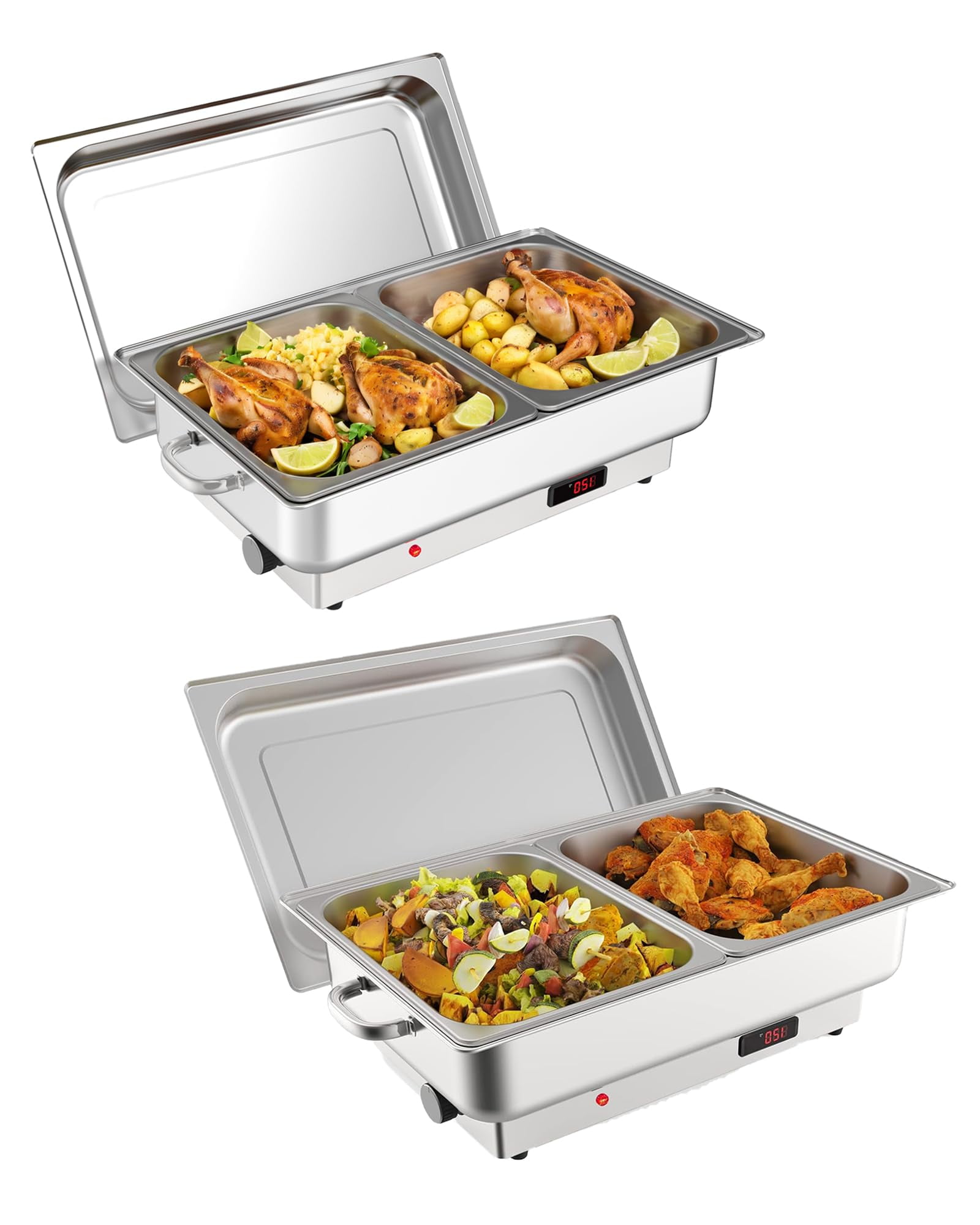 2 Pack Electric Chafing Dish Buffet Set, Stainless Steel Buffet Servers ...