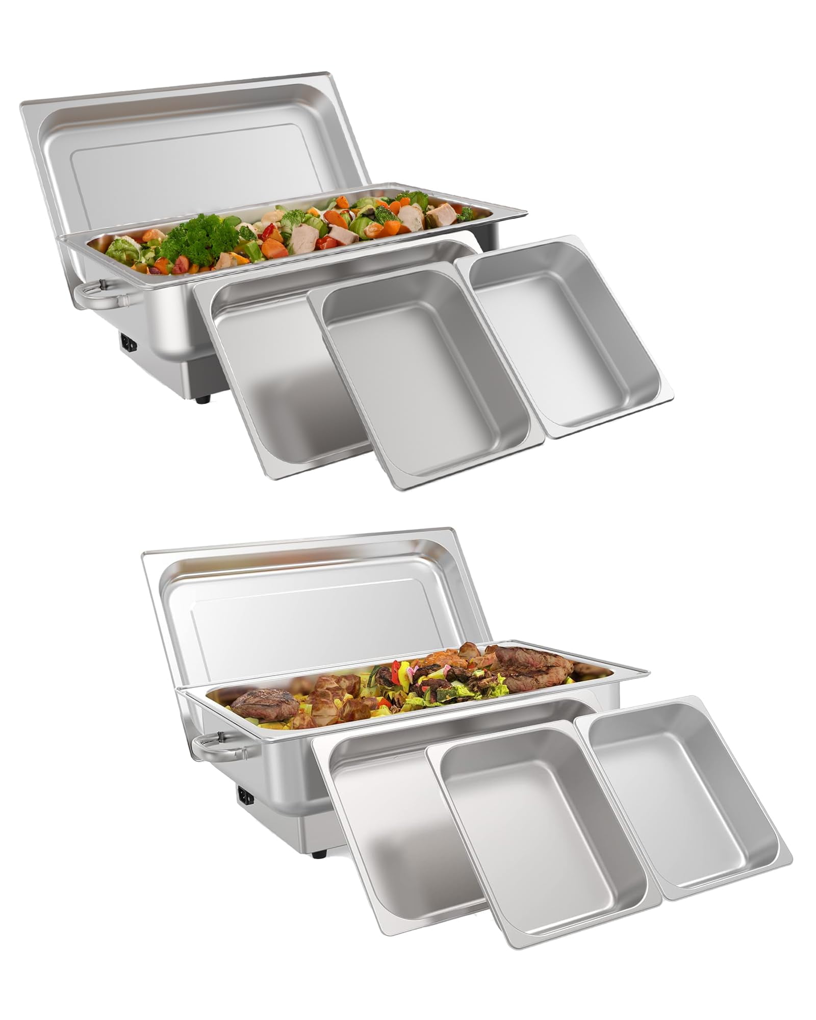 2 Pack Electric Chafing Dish Buffet Set, Stainless Steel Buffet Servers ...