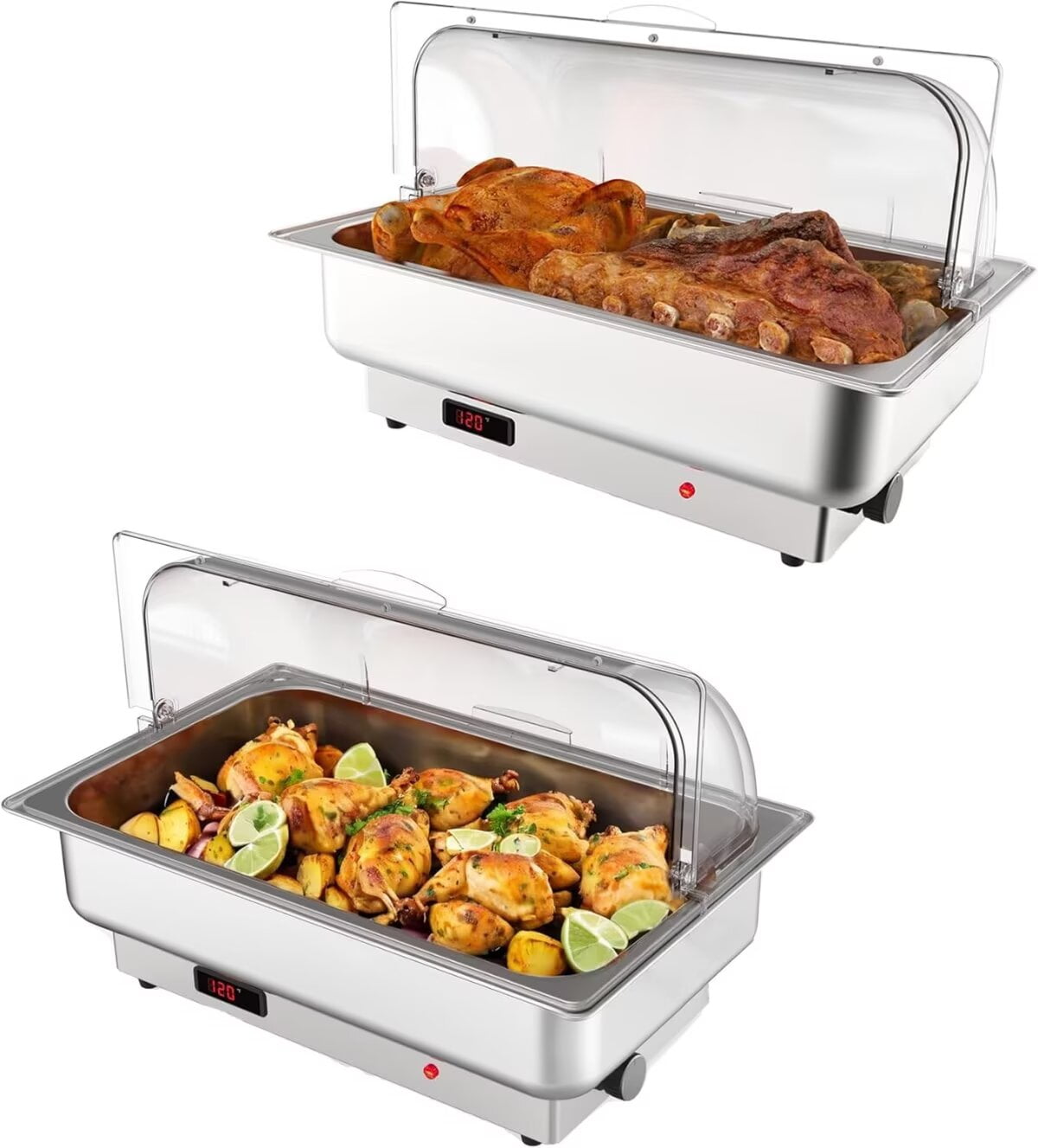 2 Pack Electric Chafing Dishes 9 QT Roll Top Food Warmer with Full Size ...