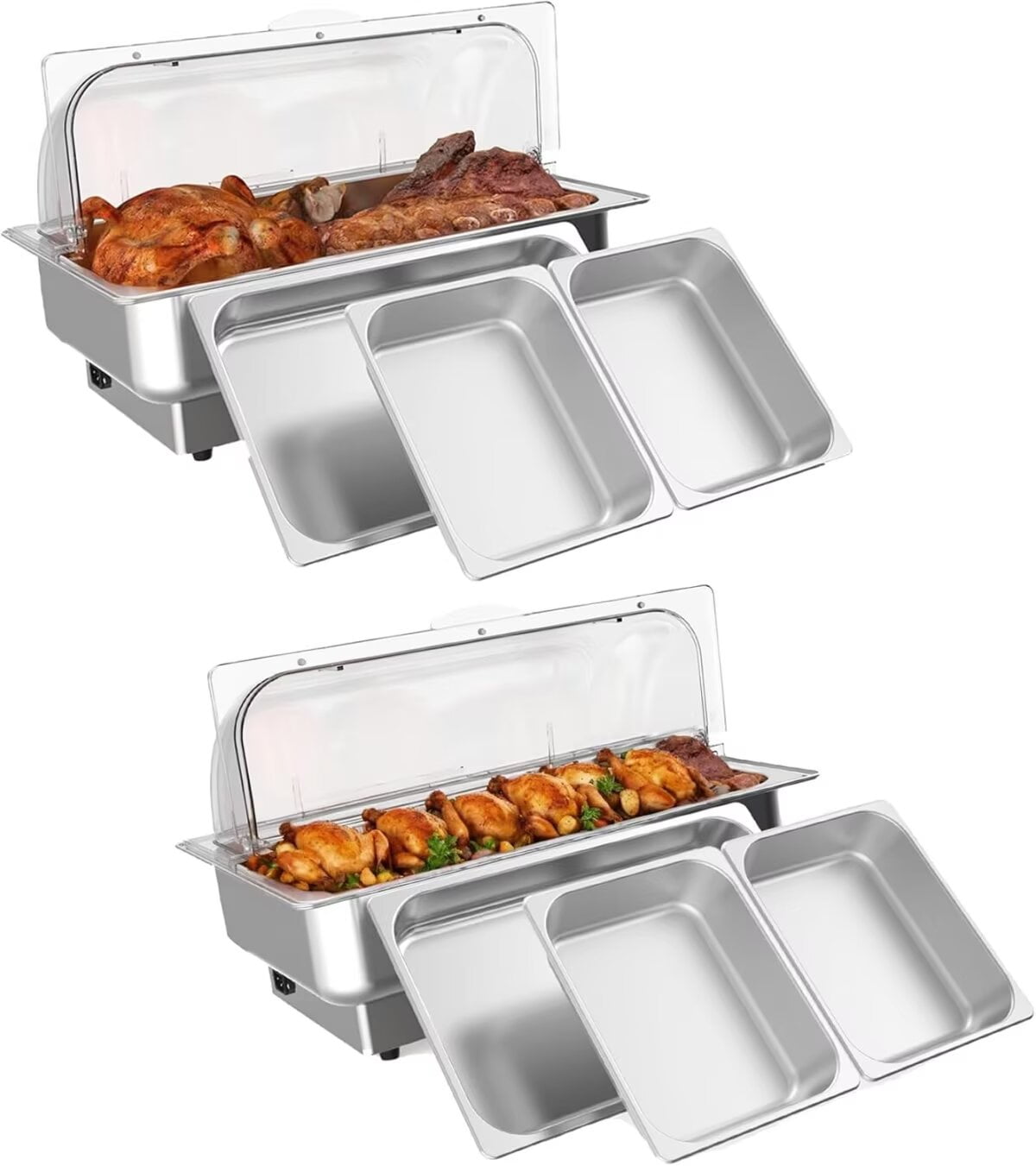 2 Pack Electric Chafing Dishes Buffet Set, Roll Top Catering Chafer ...