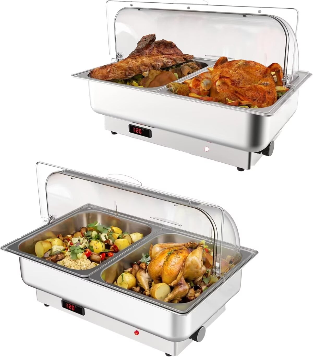 2 Pack Electric Chafing Dishes Roll Top Food Warmer with 2 x 4.5 QT ...