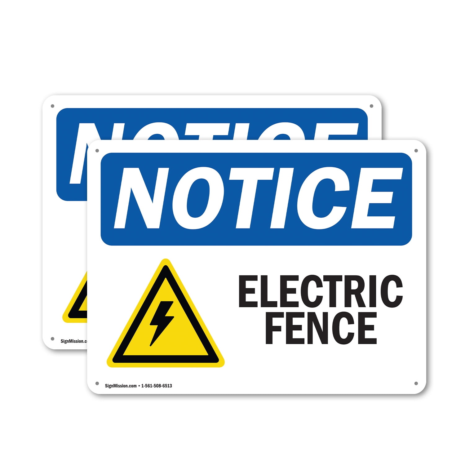(2 Pack) Electric Fence OSHA Notice Sign 18 Inch X 12 Inch Indoor ...