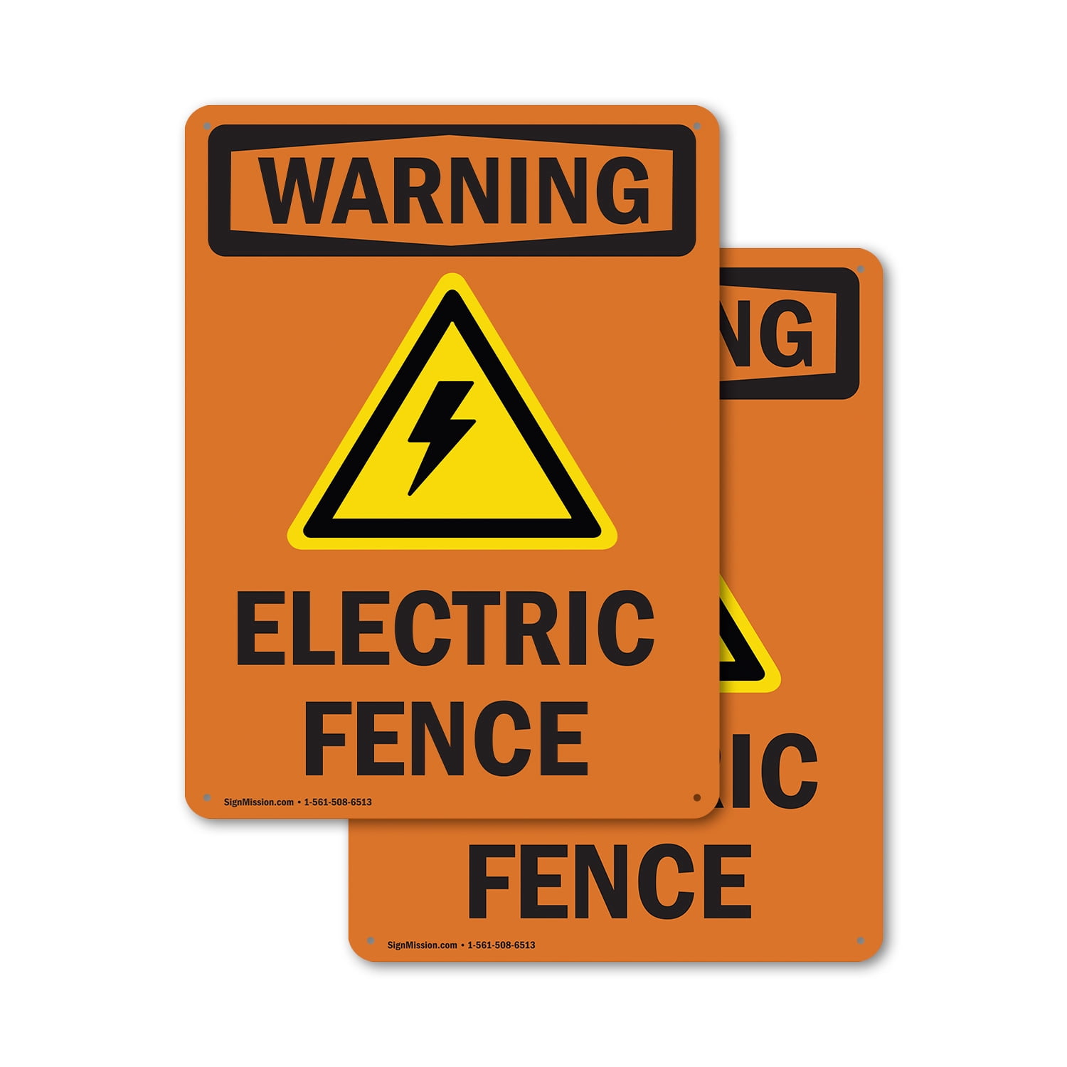 (2 Pack) Electric Fence With Symbol OSHA Warning Sign 10 Inch X 14 Inch ...