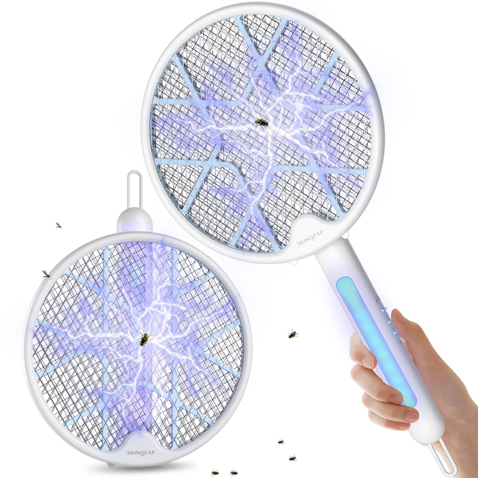 2 Pack Electric Fly Swatter Bug Zapper Racket, Foldable Fly Zapper ...