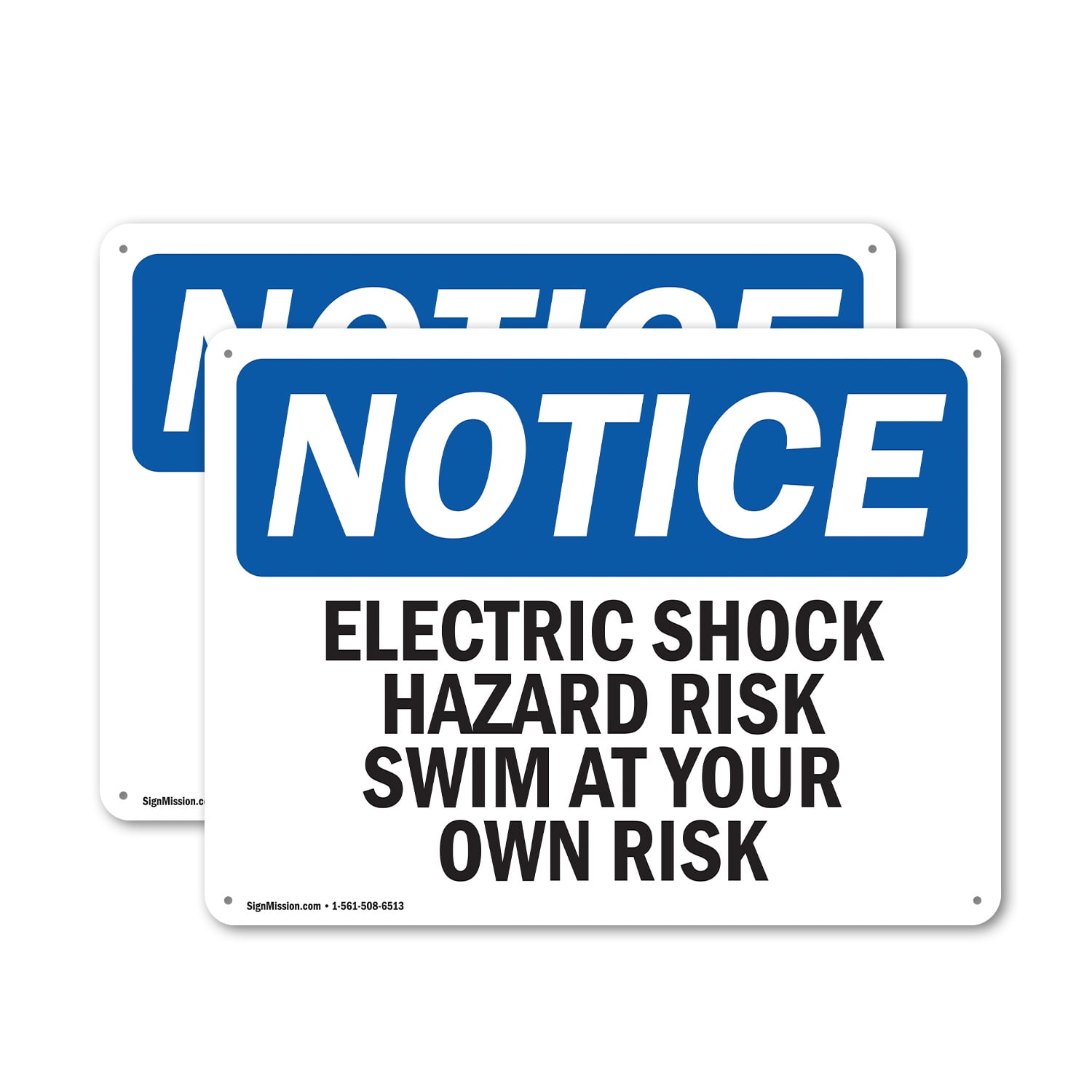 (2 Pack) Electric Shock Hazard Risk Swim At Your Own Risk OSHA Notice ...