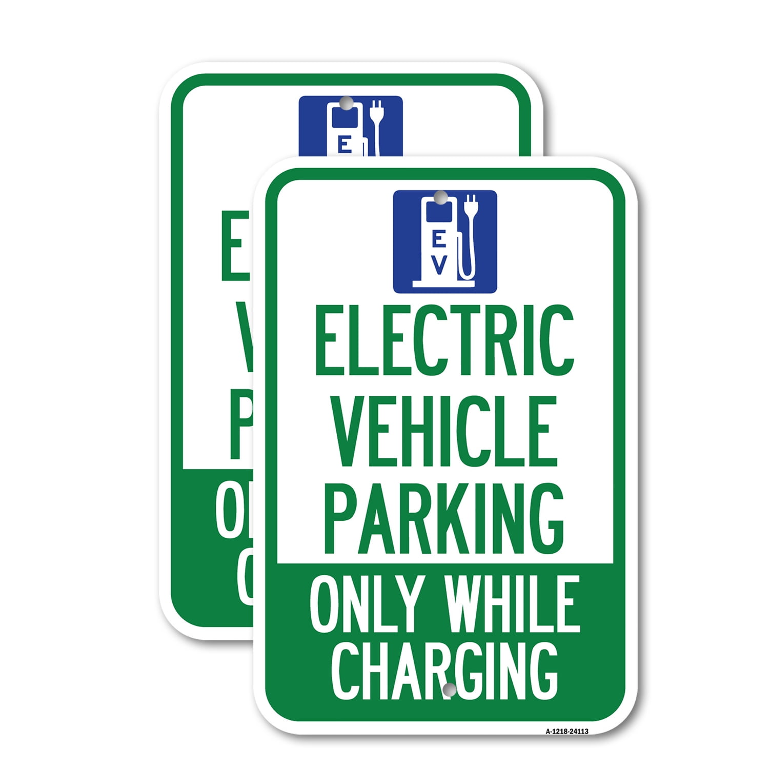 (2 Pack) Electric Vehicle Parking Only While Charging with Graphic | 12 ...