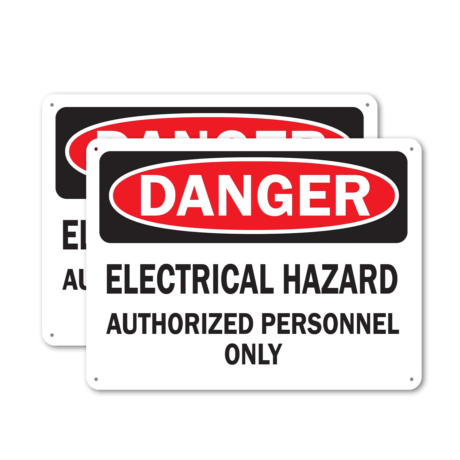 (2 Pack) Electrical Hazard Authorized Personnel Only OSHA Danger Sign ...