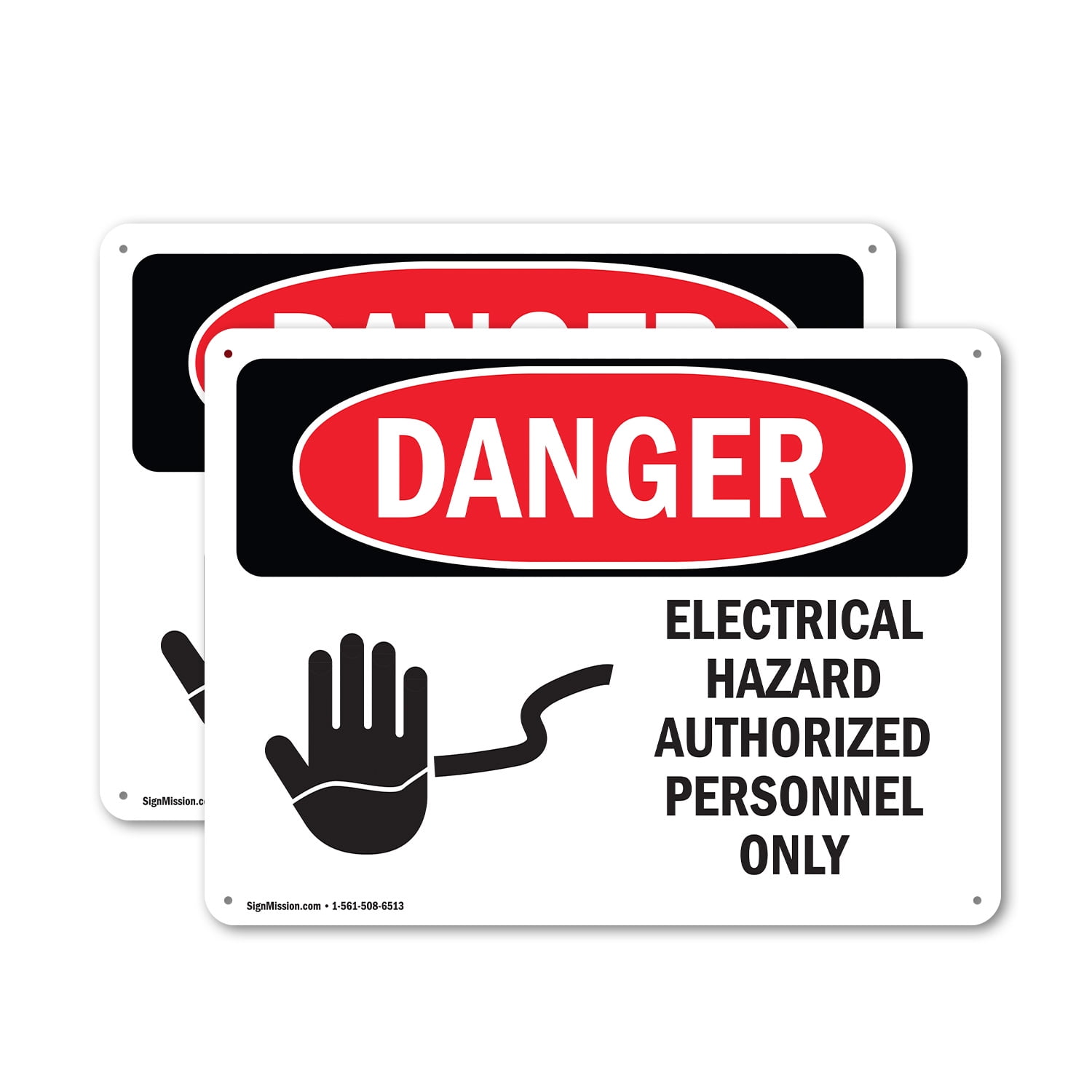 (2 Pack) Electrical Hazard Authorized Personnel Only OSHA Danger Sign ...