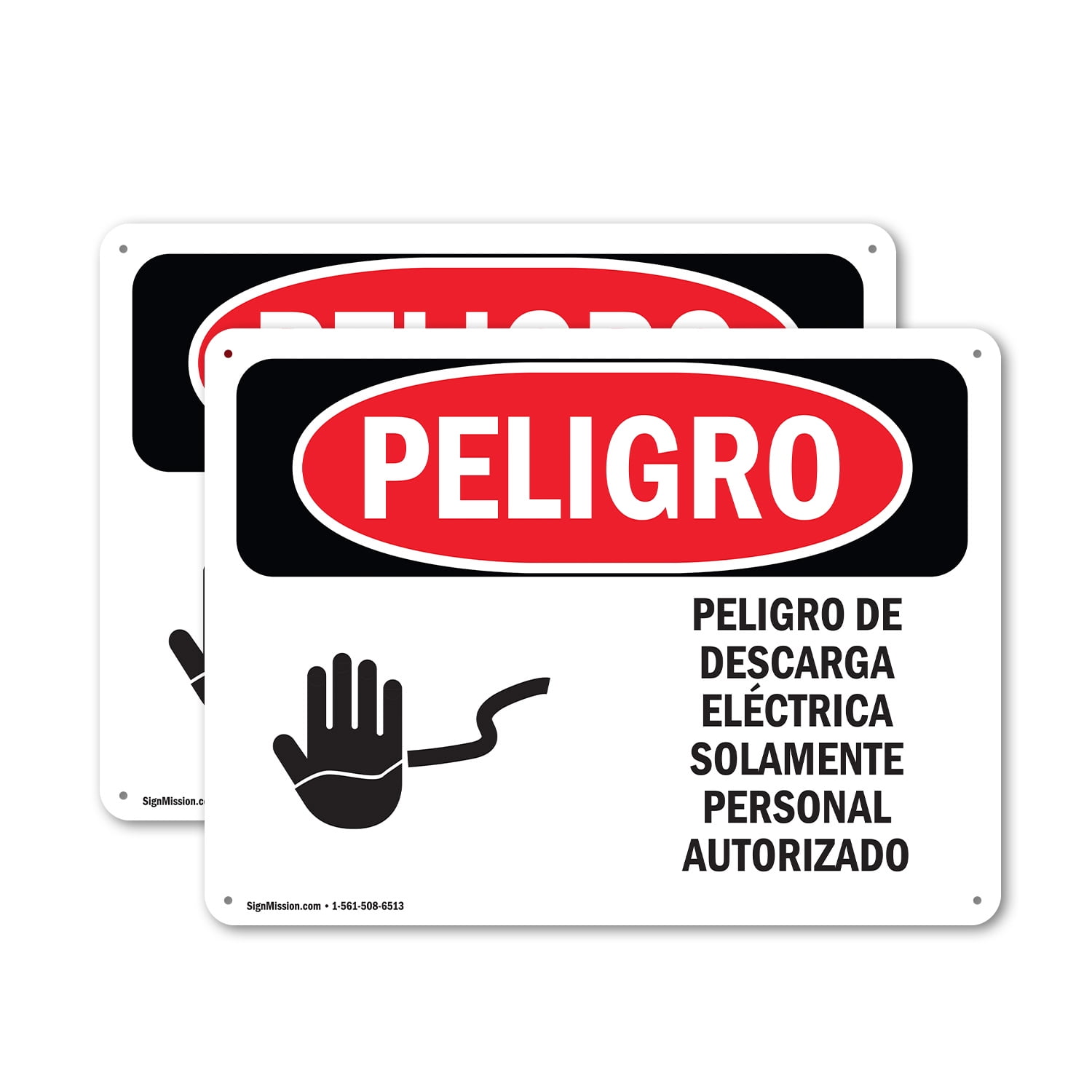 (2 Pack) Electrical Hazard Authorized Spanish OSHA Danger Sign 10 Inch ...