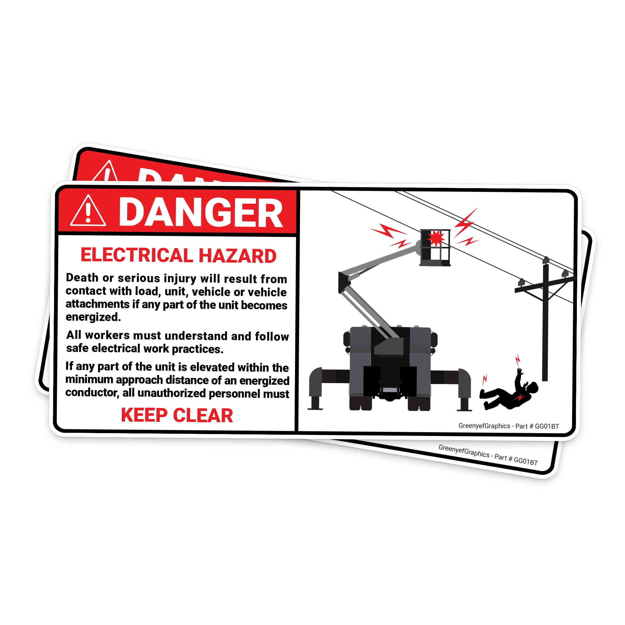 (2 Pack) Electrical Hazard - Large Sticker (Size: 10"x 4.75") | Warning ...