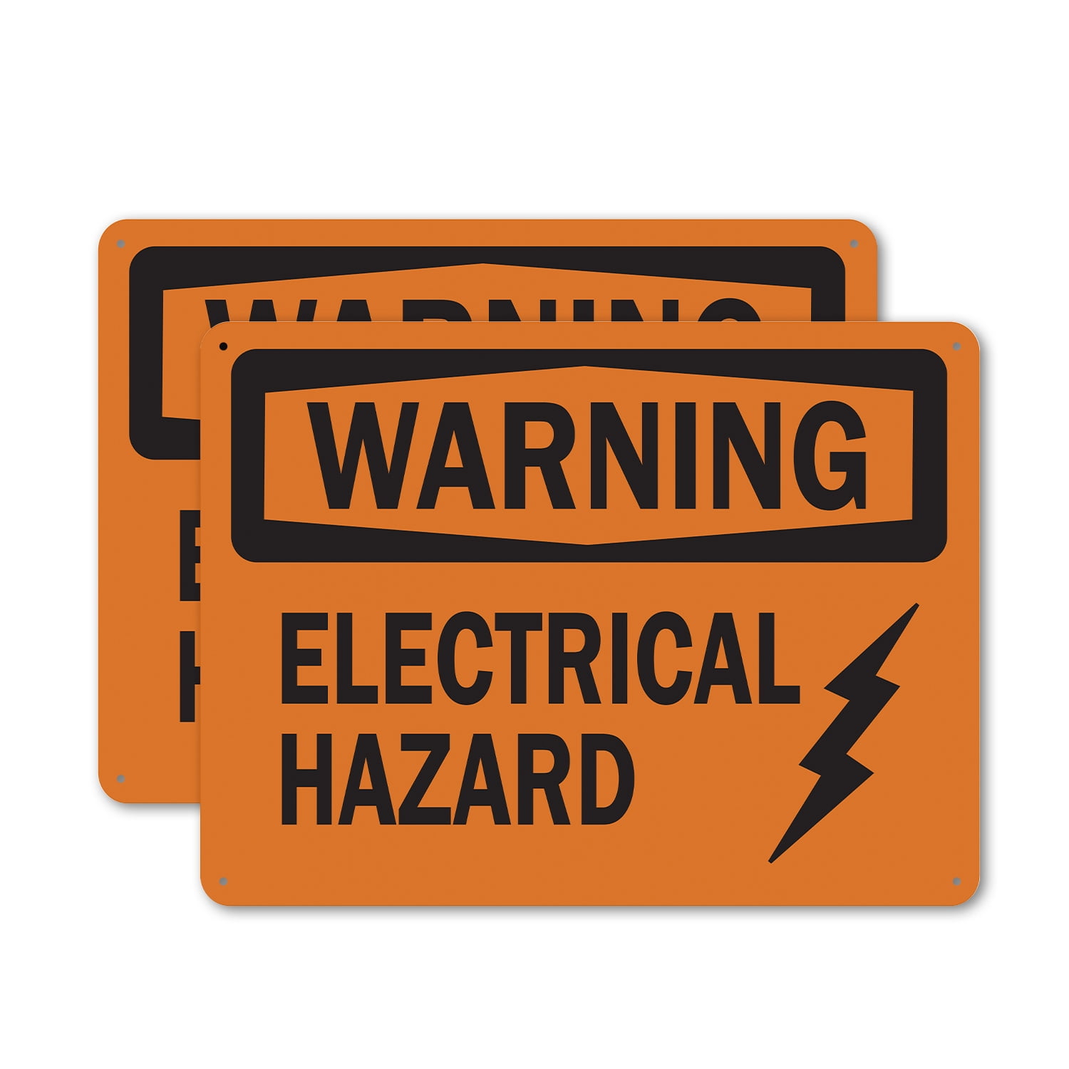 (2 Pack) Electrical Hazard OSHA Warning Sign 24 Inch X 18 Inch Plastic ...