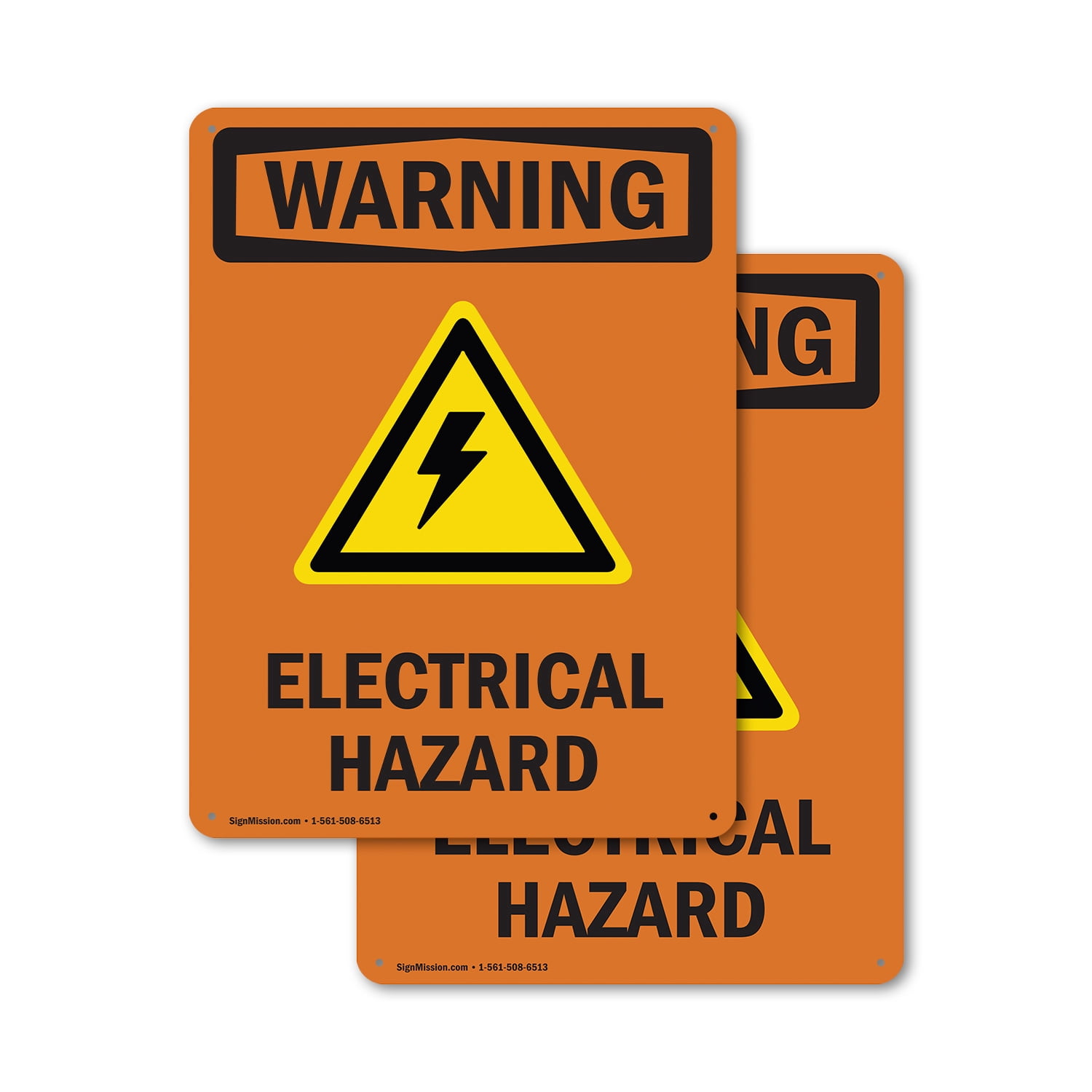 (2 Pack) Electrical Hazard With Symbol OSHA Warning Sign 12 Inch X 18 ...