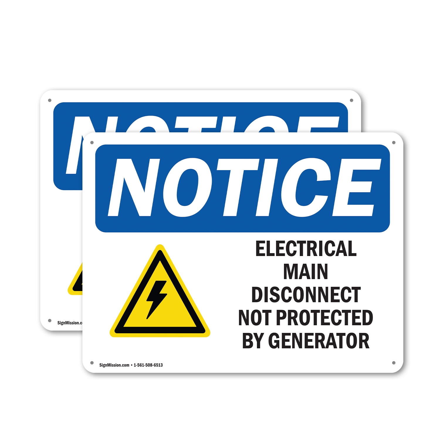 (2 Pack) Electrical Main Disconnect Not OSHA Notice Sign 24 Inch X 18 ...