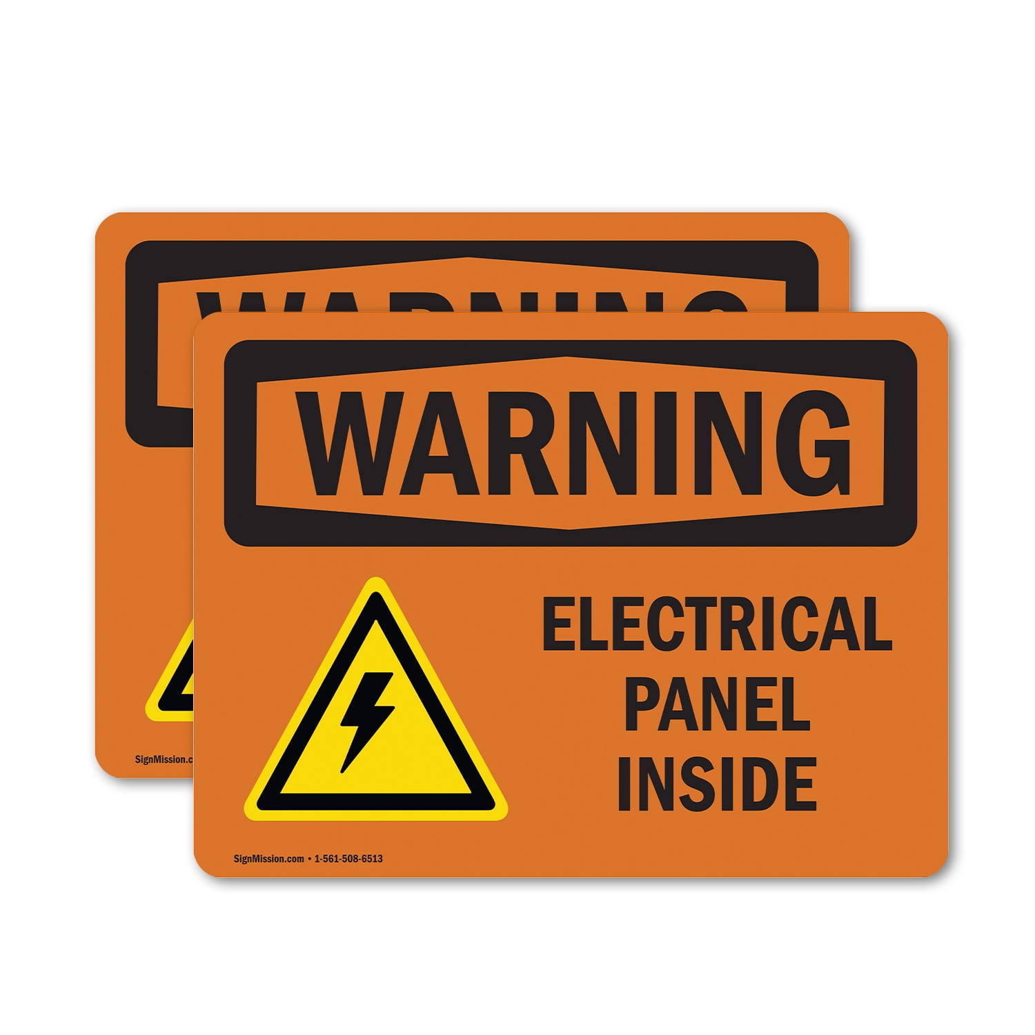 (2 Pack) Electrical Panel Inside With Symbol OSHA Warning Sign ...