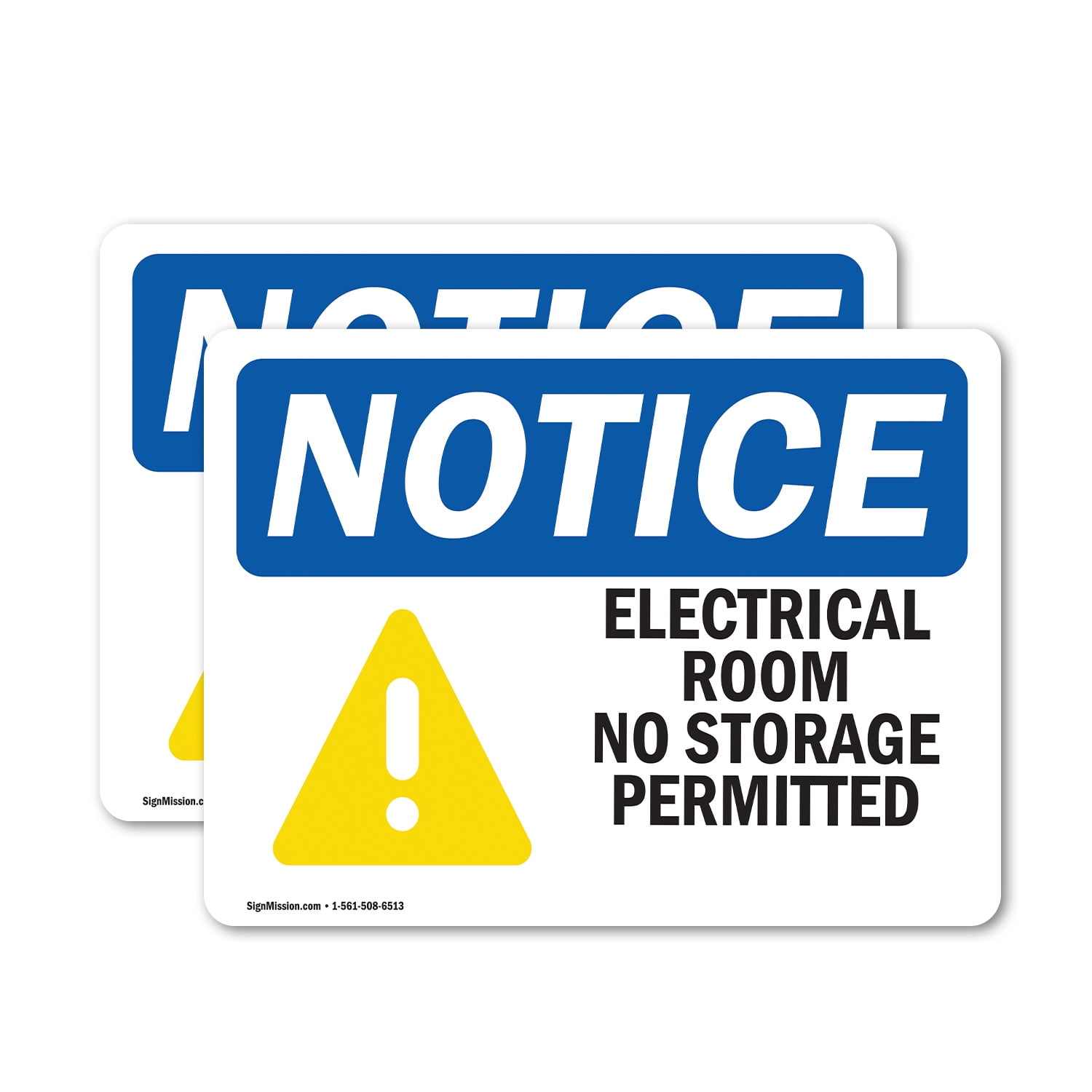 (2 Pack) Electrical Room No Storage Permitted OSHA Notice Sign ...