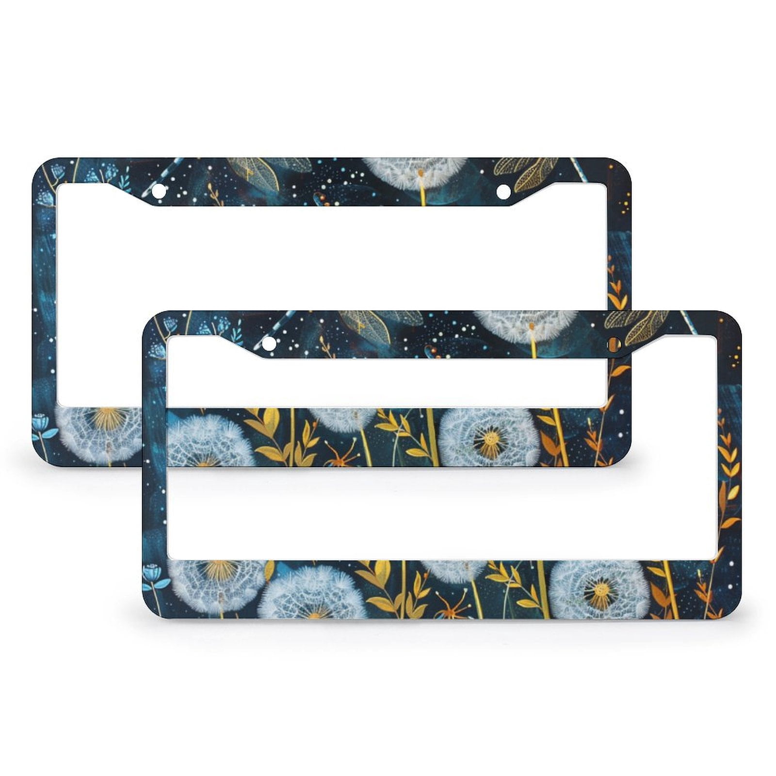 2 Pack Elegant Dandelions And Dragonflies License Plate Frame Modern ...