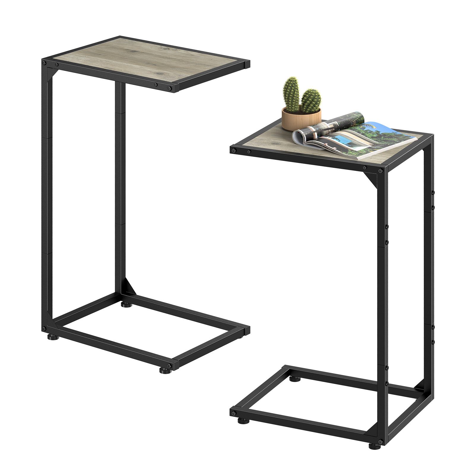 2-Pack Elevated Heavy-Duty Thickened C-Shaped Side Tables - Sturdy ...