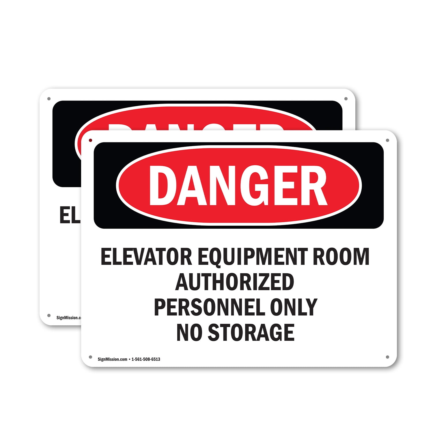 (2 Pack) Elevator Equipment Room Authorized Personnel OSHA Danger Sign ...
