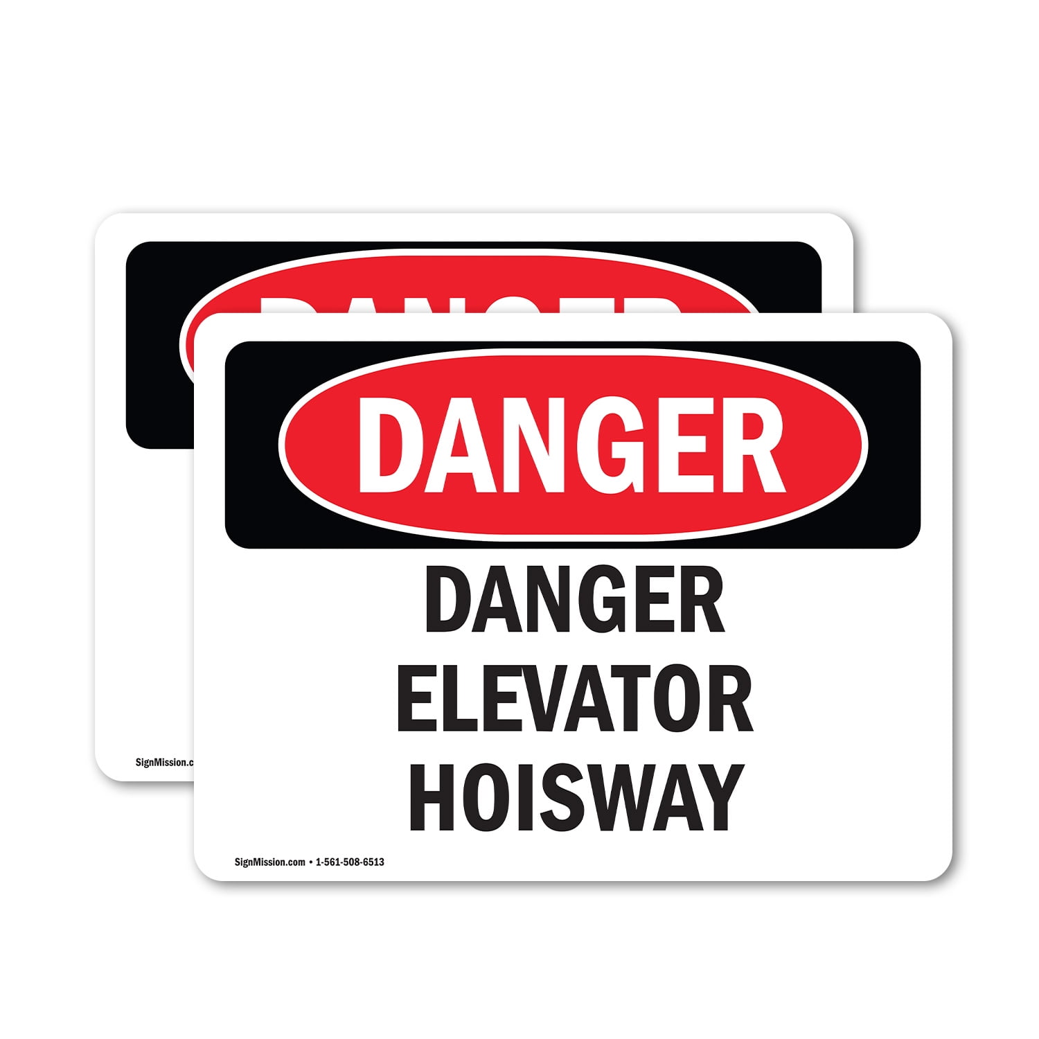 (2 Pack) Elevator Hoistway OSHA Danger Sign 24 Inch X 18 Inch Vinyl ...