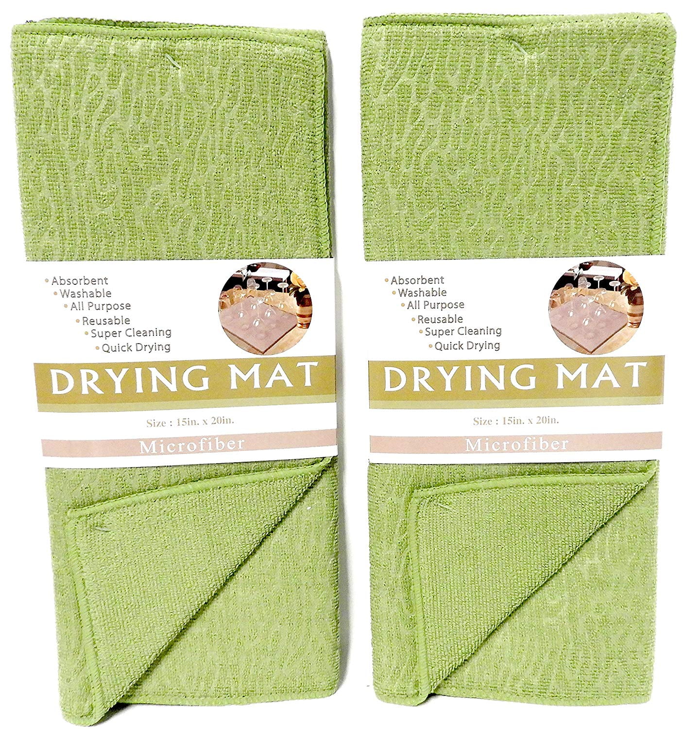2 Pack Embossed Microfiber Dish Drying Mat Choice of Colors (2 pack ...