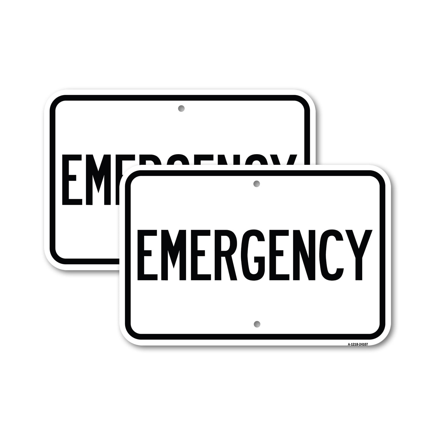 (2 Pack) Emergency | 12" X 18" Heavy-Gauge Aluminum Sign | Rust Free ...