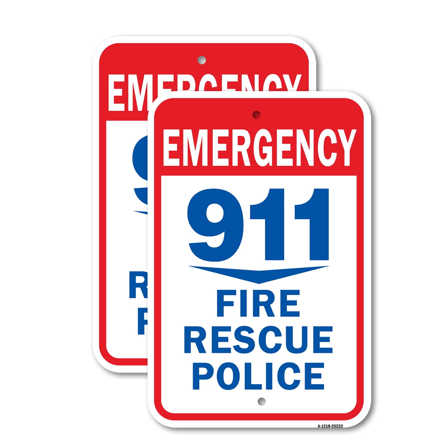 (2 Pack) Emergency 911 Fire Rescue Police | 12" X 18" Heavy-Gauge ...