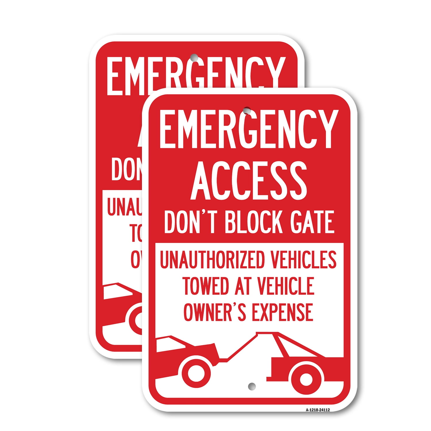 (2 Pack) Emergency Access Don't Block Gate Unauthorized Vehicles Towed ...