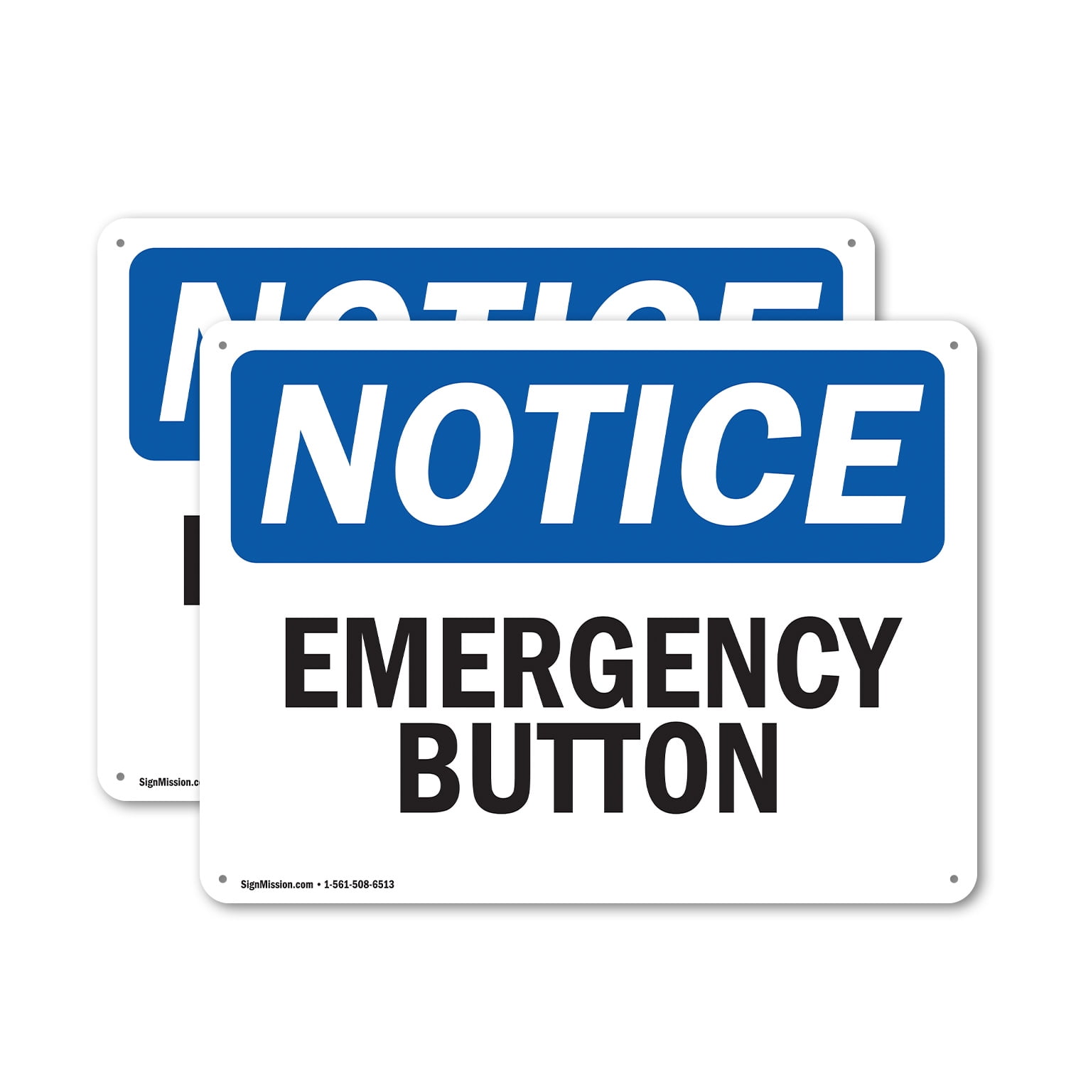 (2 Pack) Emergency Button OSHA Notice Sign 18 Inch X 12 Inch Indoor ...