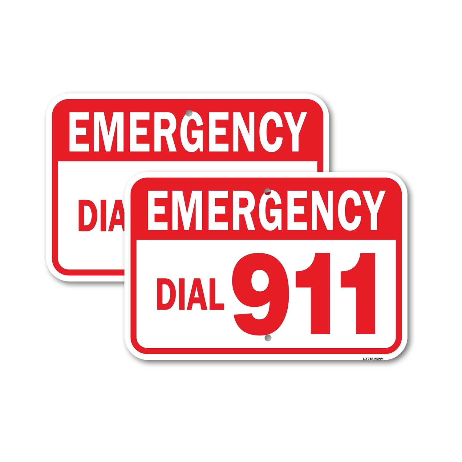 (2 Pack) Emergency Dial 911 | 12" X 18" Heavy-Gauge Aluminum Sign ...