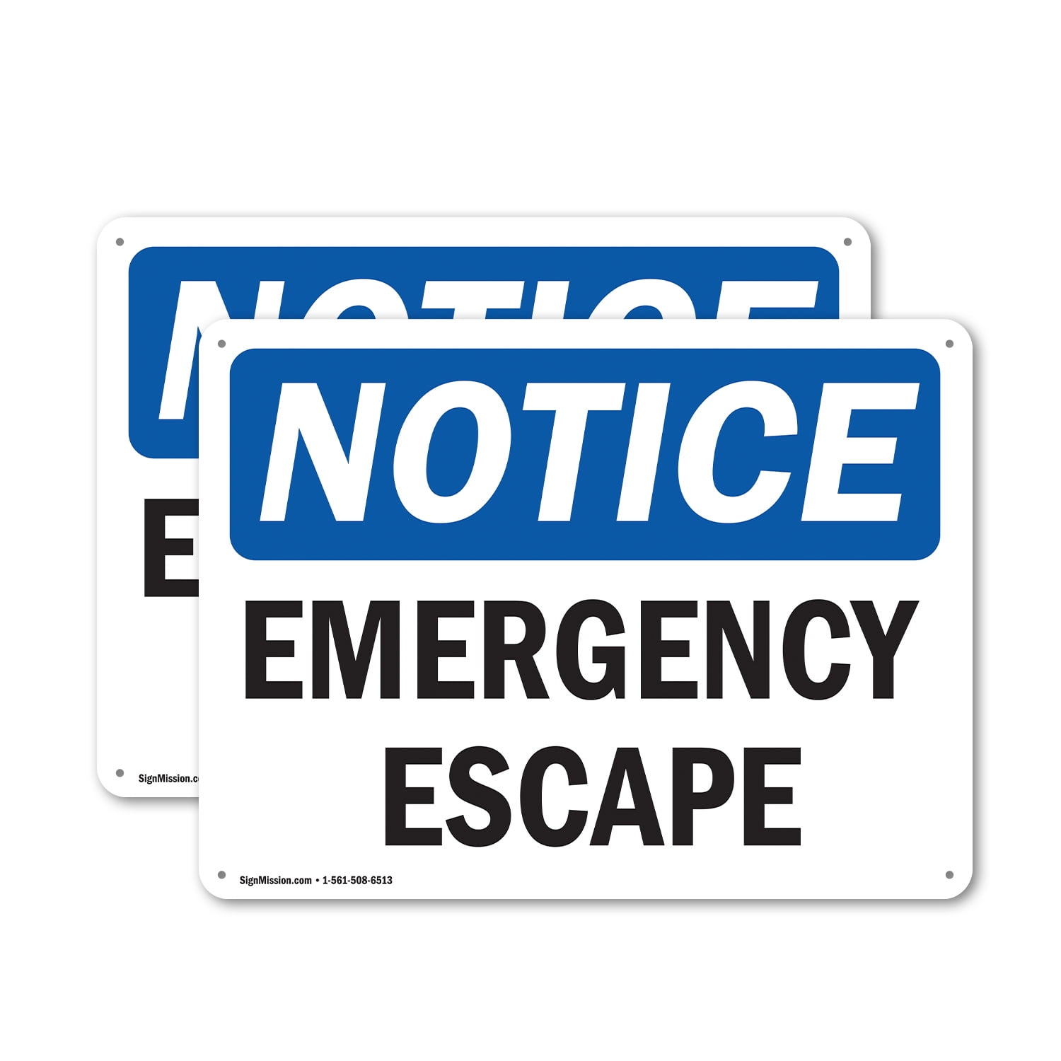 (2 Pack) Emergency Escape OSHA Notice Sign 24 Inch X 18 Inch Plastic ...
