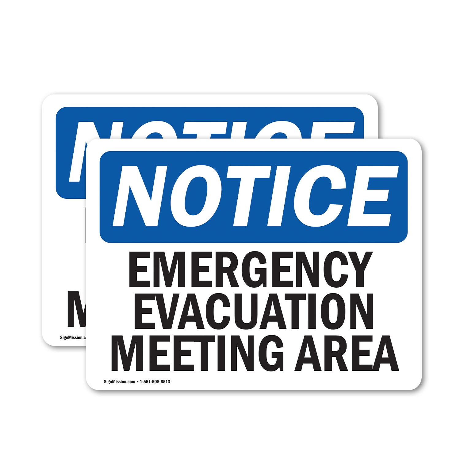 (2 Pack) Emergency Evacuation Meeting Area OSHA Notice Sign 18 Inch X ...