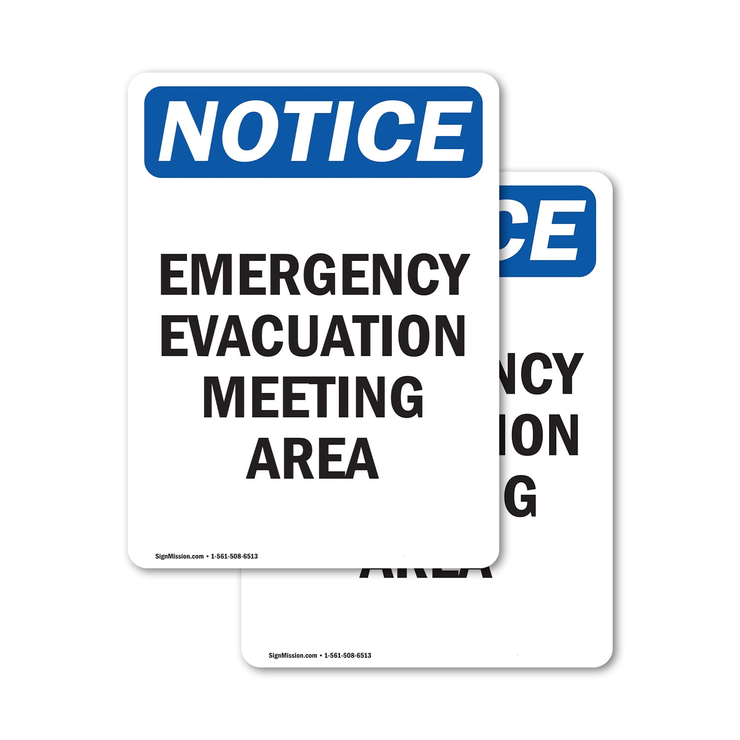 (2 Pack) Emergency Evacuation Meeting Area OSHA Notice Sign 7 Inch X 10 ...