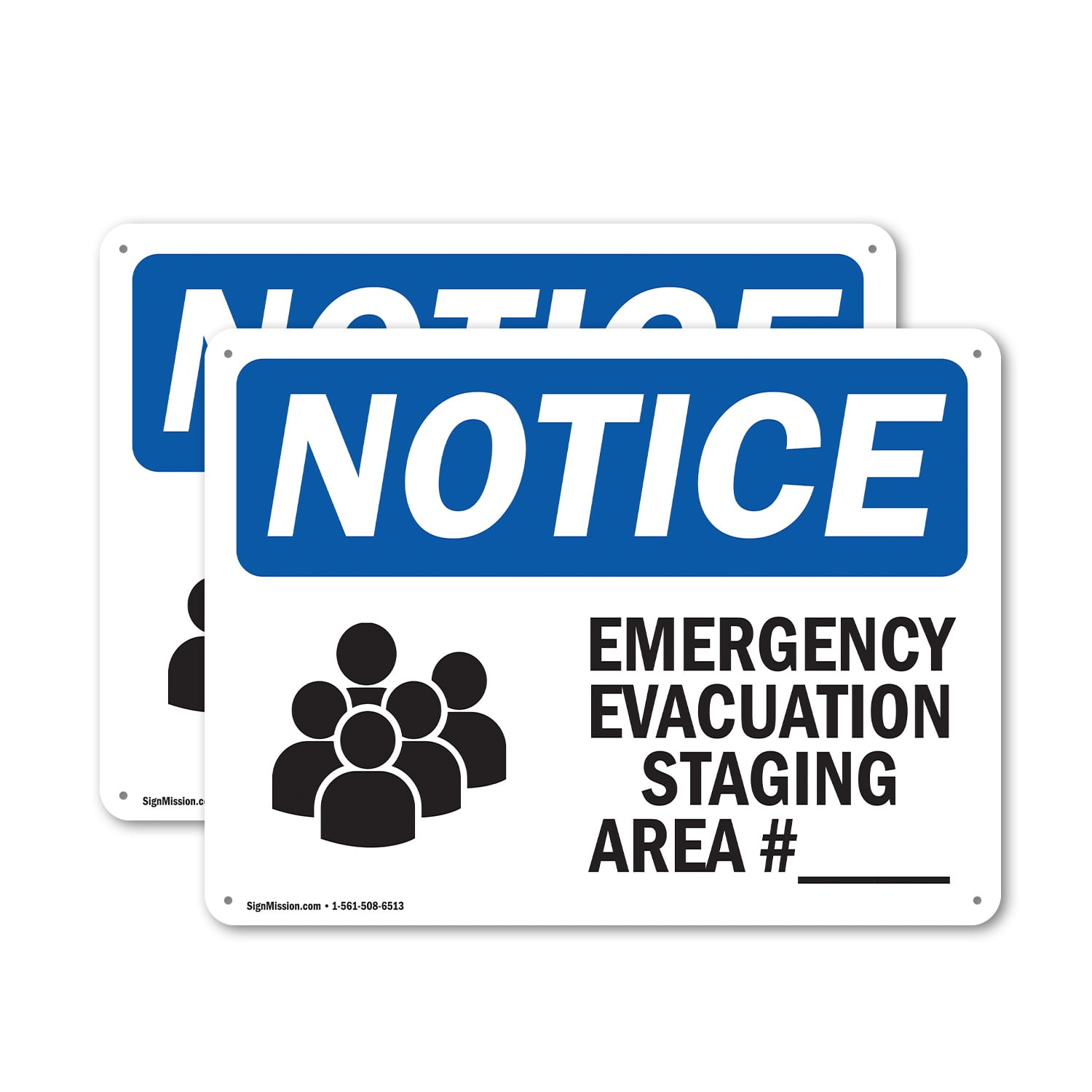 (2 Pack) Emergency Evacuation Staging OSHA Notice Sign 24 Inch X 18 ...