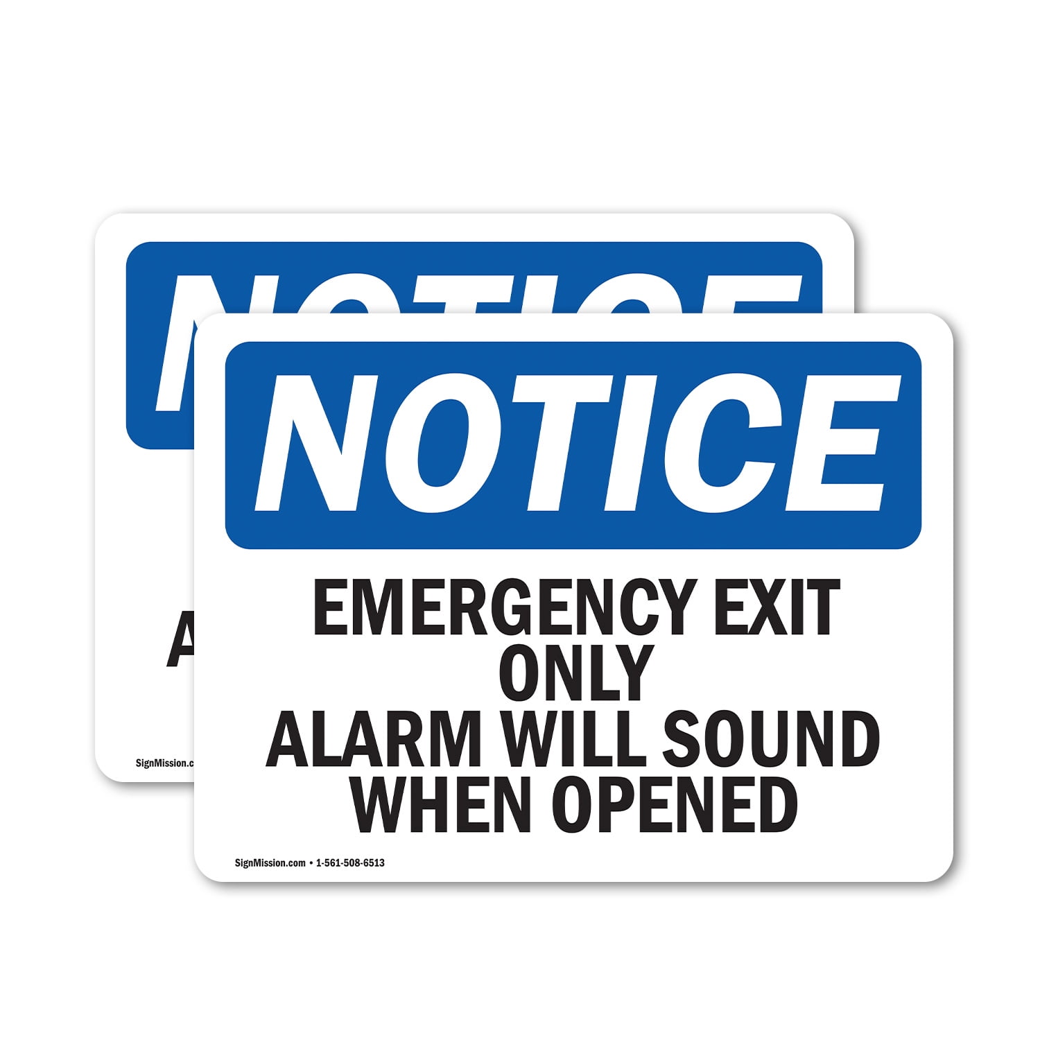 (2 Pack) Emergency Exit Only Alarm Will Sound When Opened OSHA Notice ...
