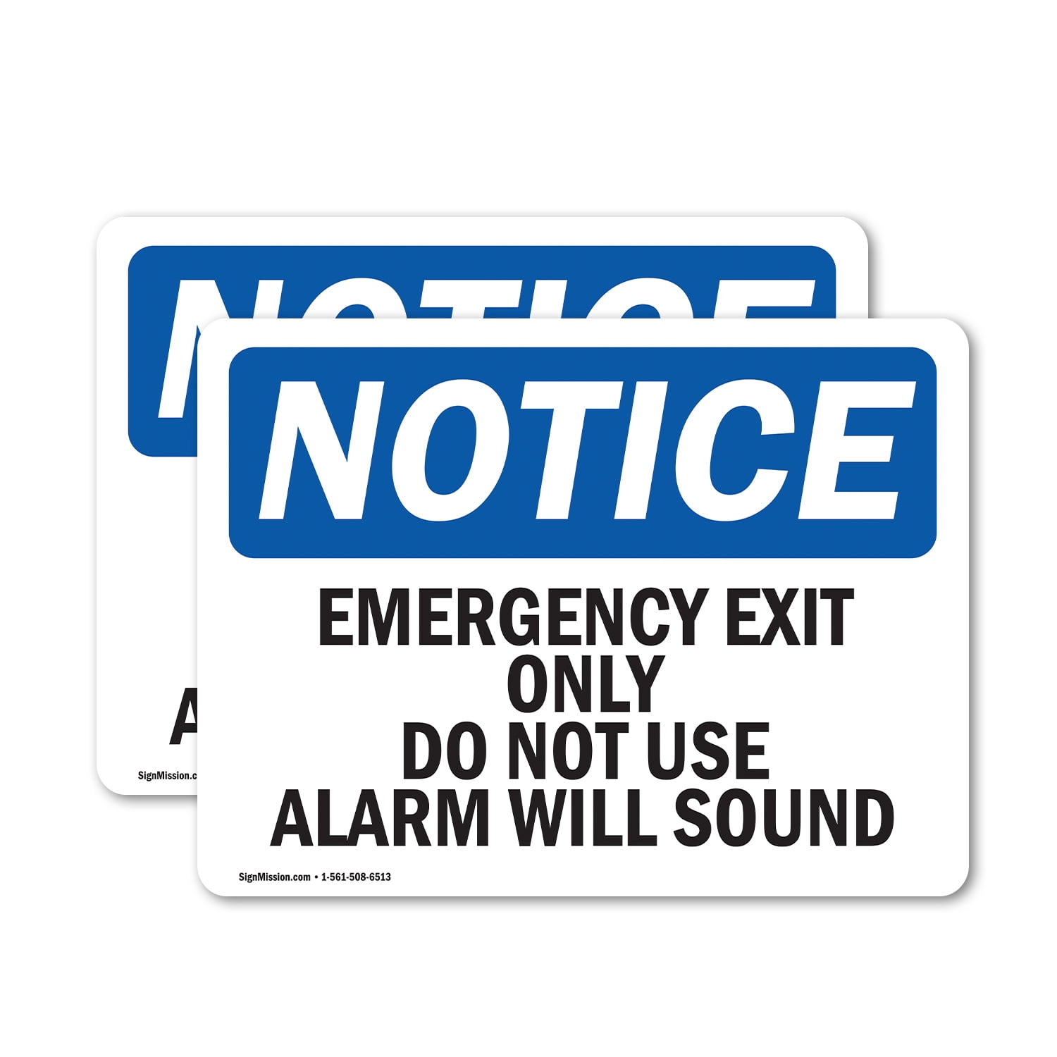 (2 Pack) Emergency Exit Only Do Not Use Alarm Will Sound OSHA Notice ...