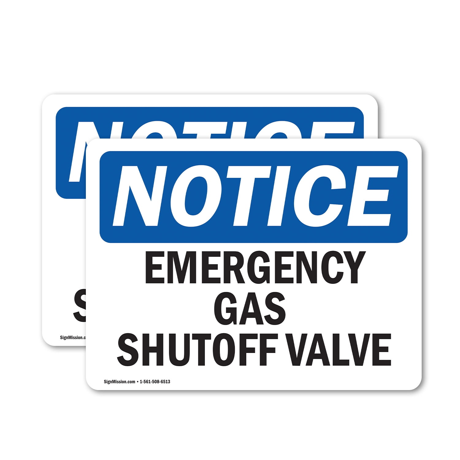 (2 Pack) Emergency Gas Shutoff Valve OSHA Notice Sign 14 Inch X 10 Inch ...