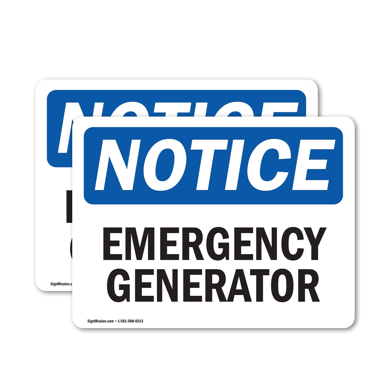 (2 Pack) Emergency Generator OSHA Notice Sign 10 Inch X 7 Inch Vinyl ...