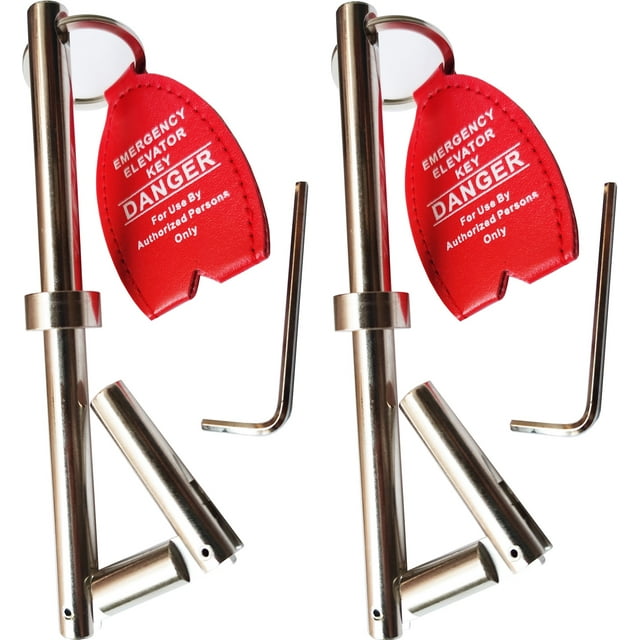 2 Pack Emergency Key Double Drop Leg Solid Steel Elevator Door Key ...