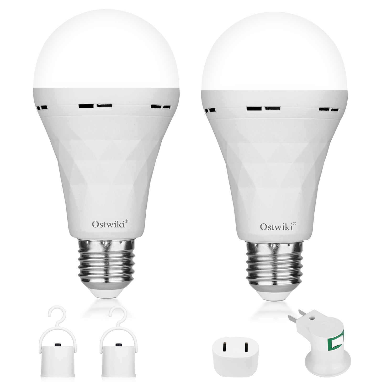 2 Pack Emergency Rechargeable Light Bulbs,Battery Operated Backup Light ...