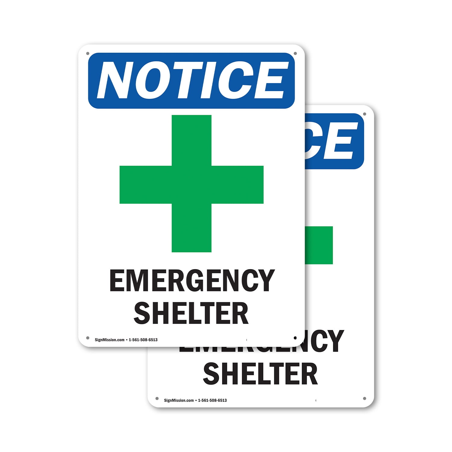 (2 Pack) Emergency Shelter OSHA Notice Sign 10 Inch X 14 Inch Plastic ...